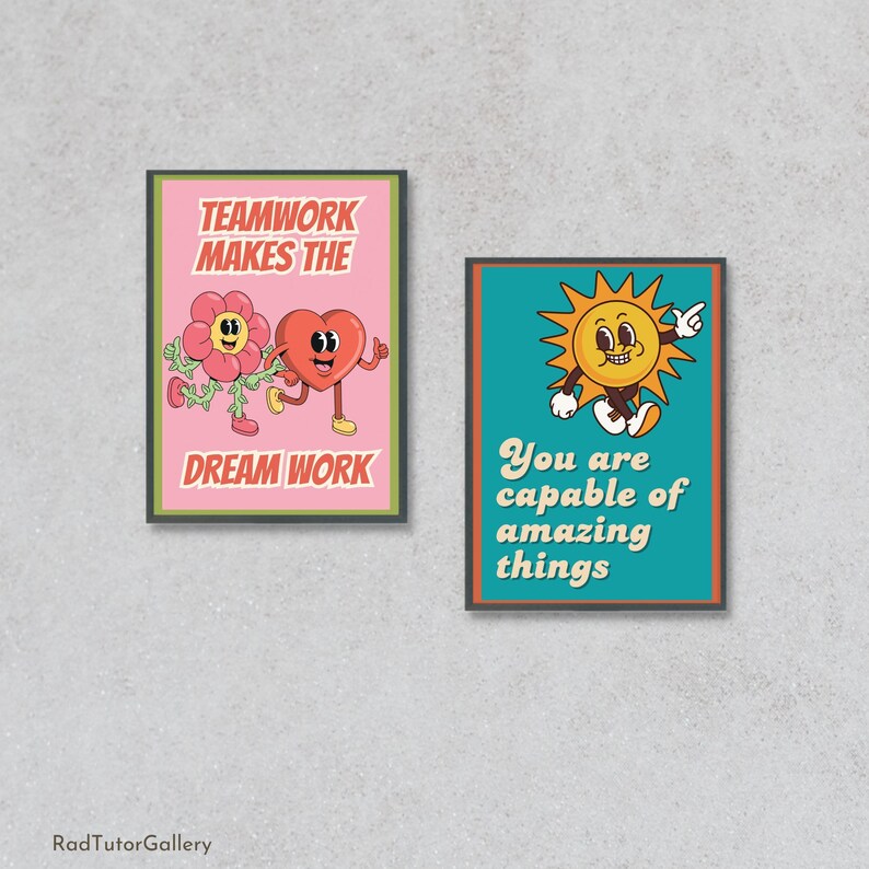 Retro Characters Positivity Growth Mindset Classroom, Classroom Decor ...