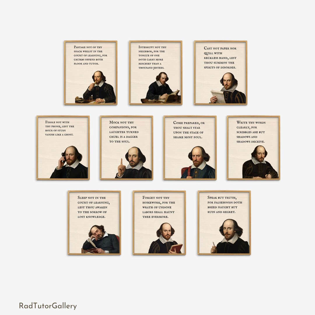Funny Shakespeare Classroom Rules Poster, Cringey Class Rules Classroom ...