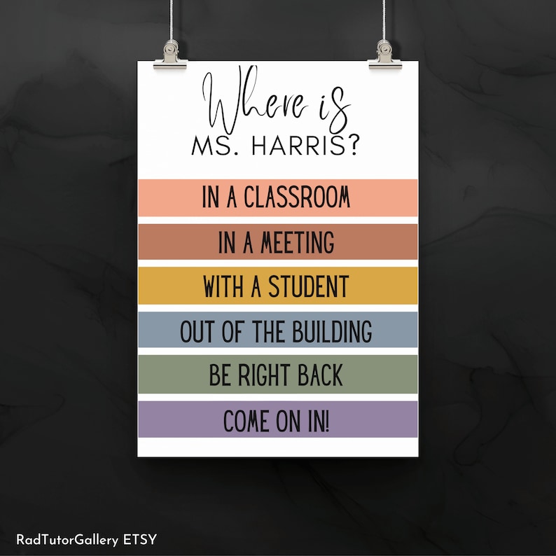 Personalized School Counselor Door Sign, Customized Where is the School ...