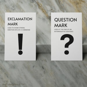 Punctuation English Classroom Posters Set of 12, Black and White ...