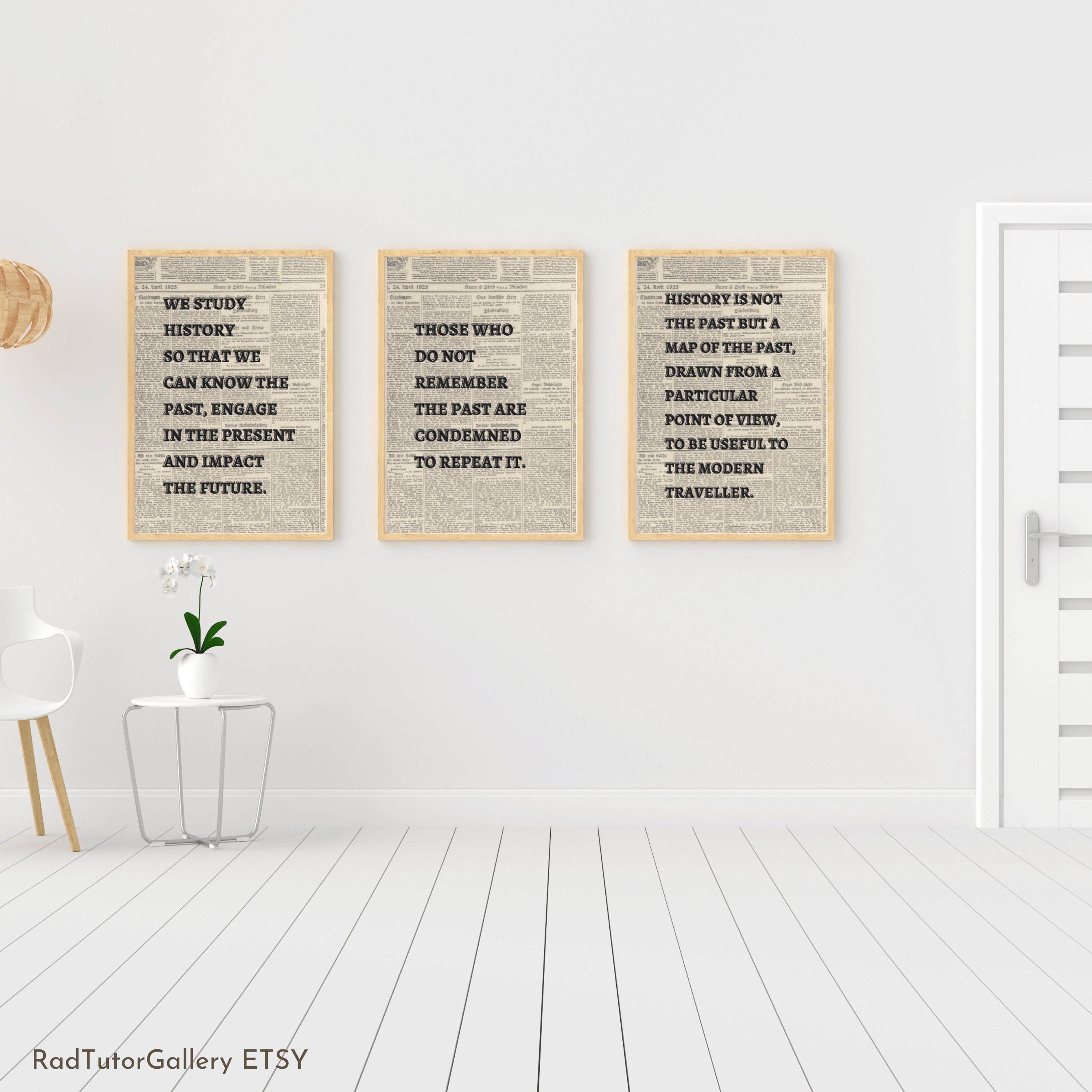 History Quote Vintage Posters Set of 3, History Classroom Decor ...