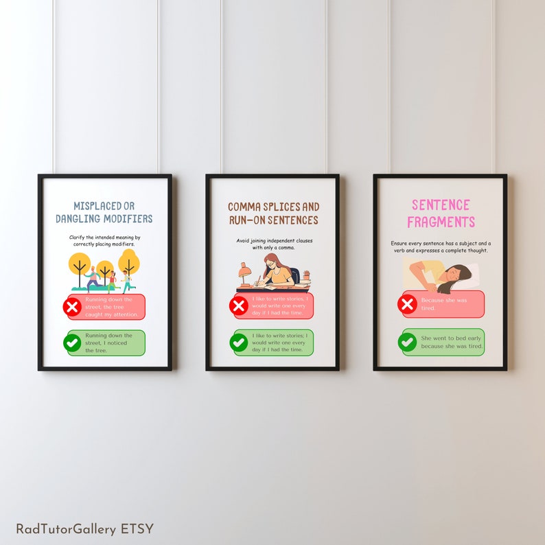 Grammar Mistakes Posters Bundle Set of 10, English Classroom Decor ...