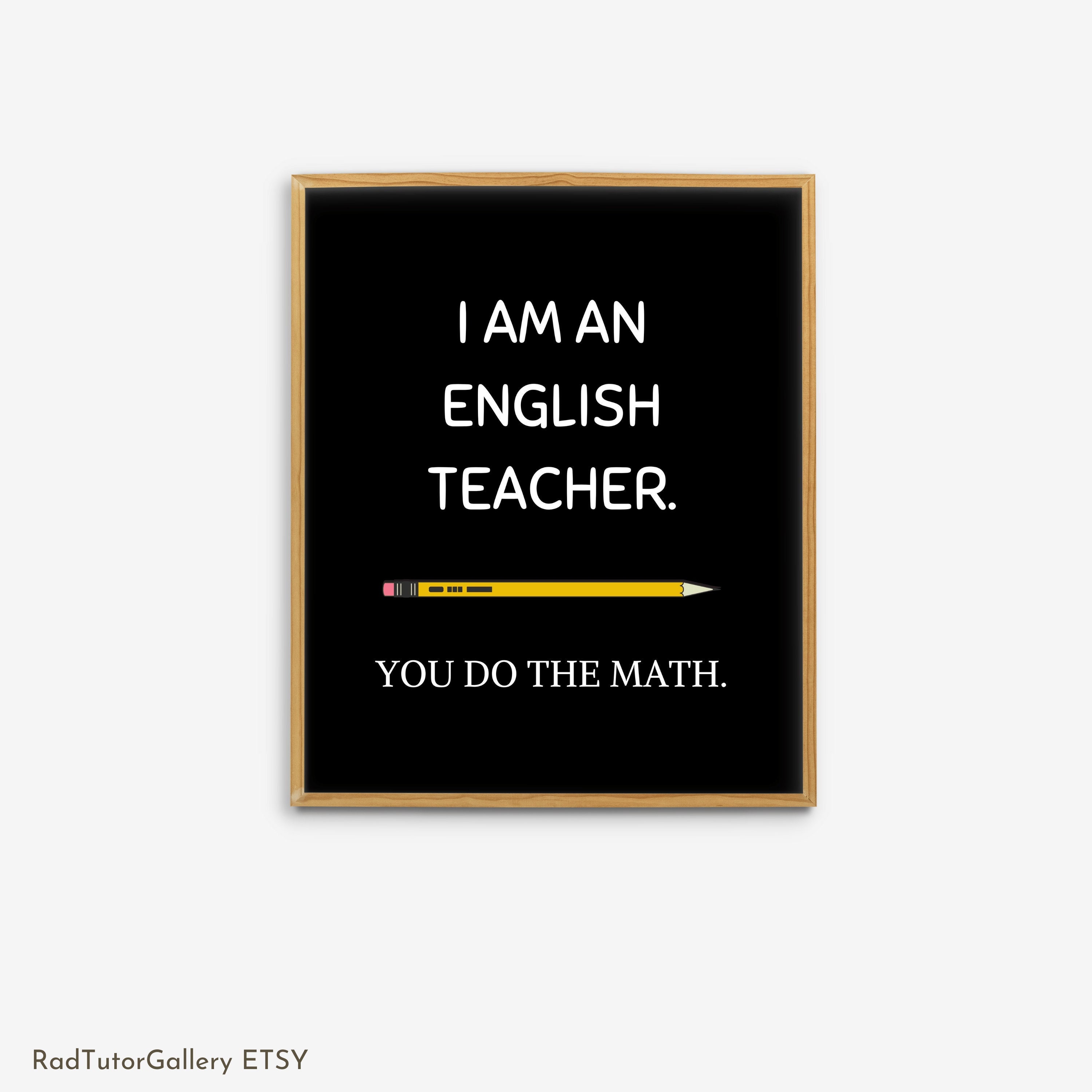 English Teacher Poster Wall Art, English Teacher Literary Poster ...