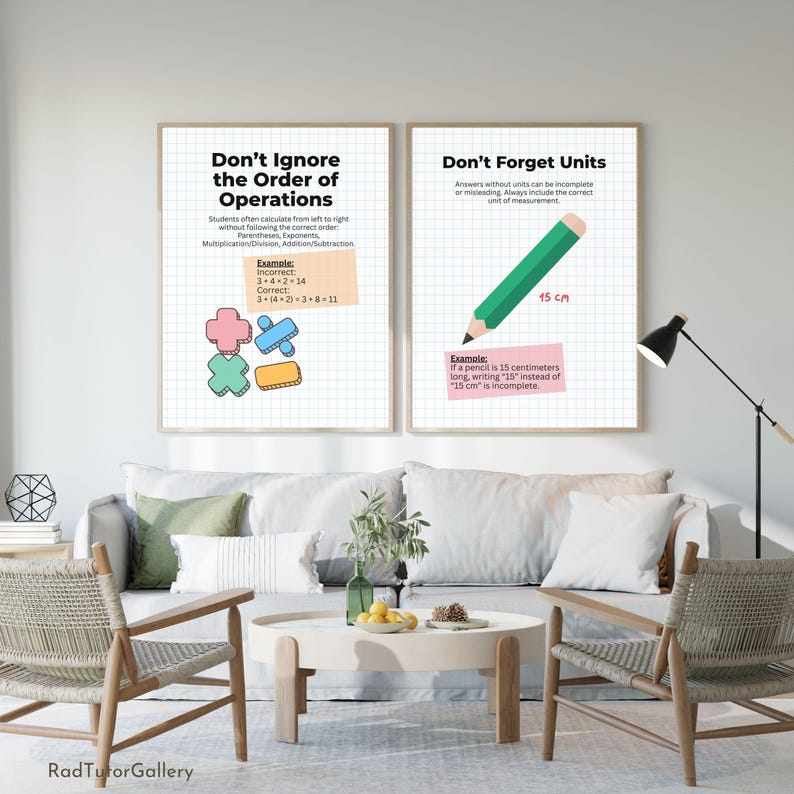 Common Math Mistakes Posters, Math Classroom Poster, Mathematics Class ...