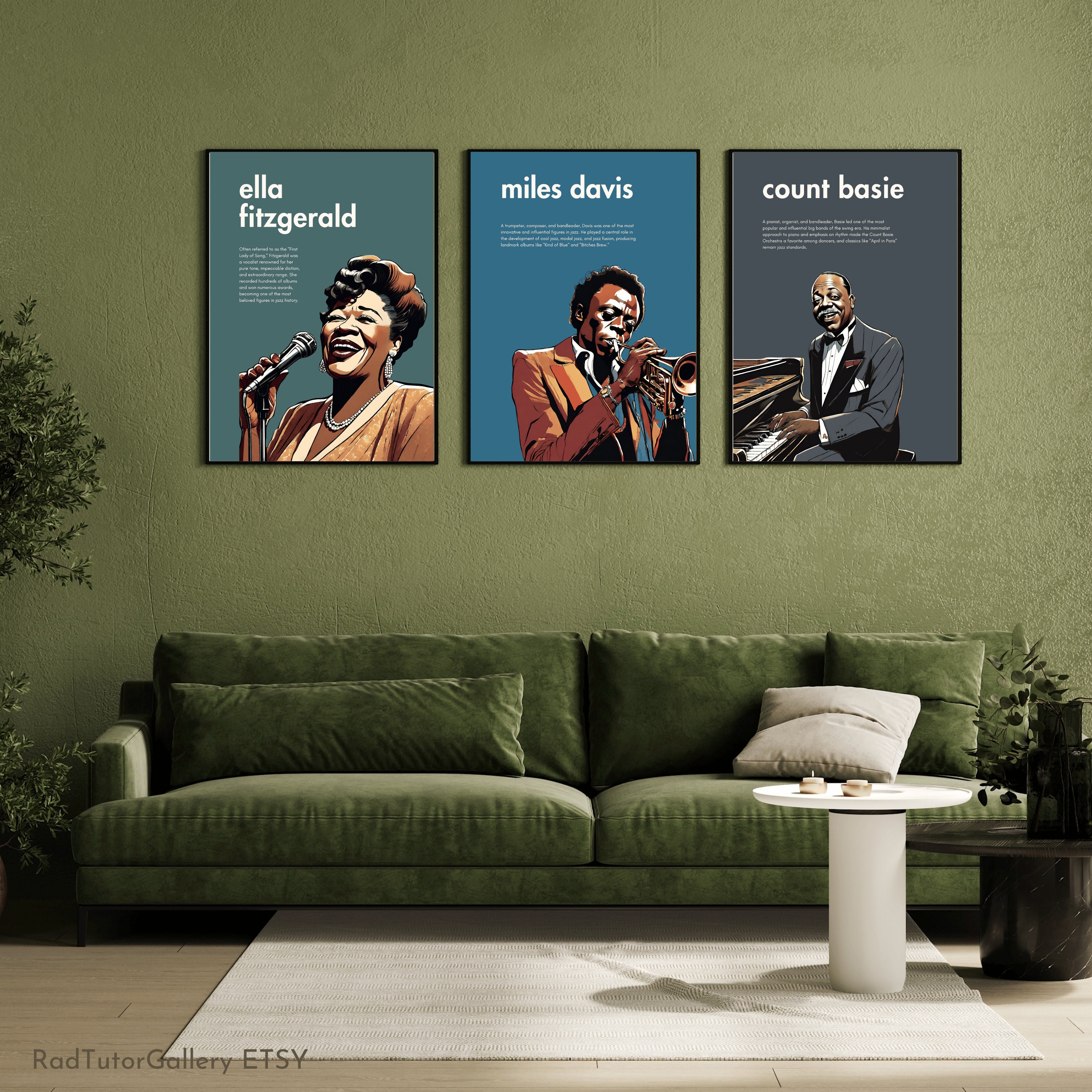 Famous Jazz Artists Set of 12 Gallery Wall Art, Music Classroom Posters ...