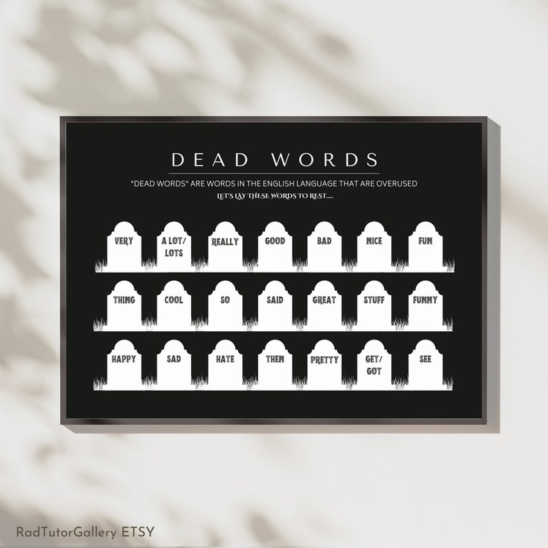 Dead Words Wall Art Gothic English Class Decor Dead Words - Etsy