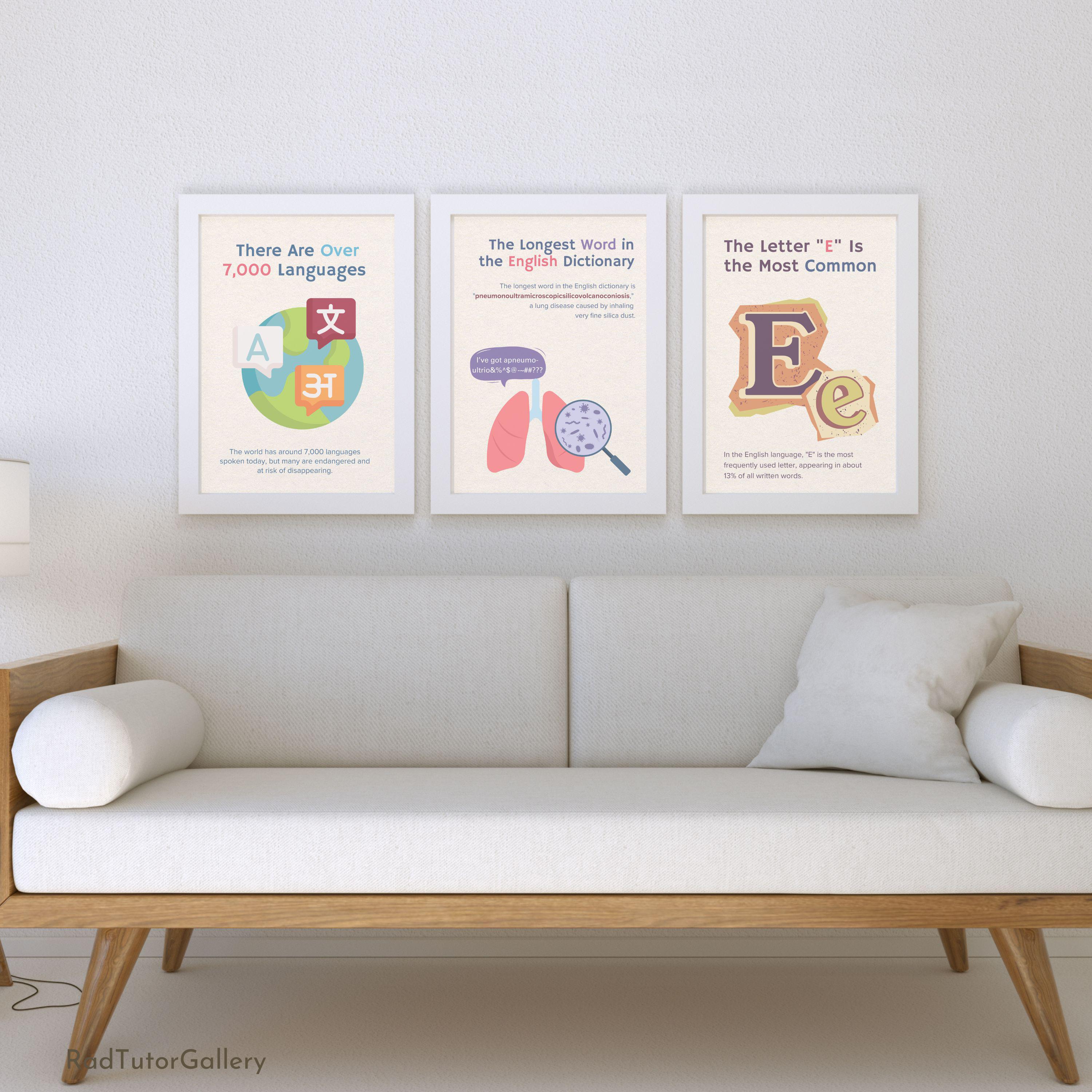 Language Fun Facts Posters, English Class Wall Arts, ELA Prints ...