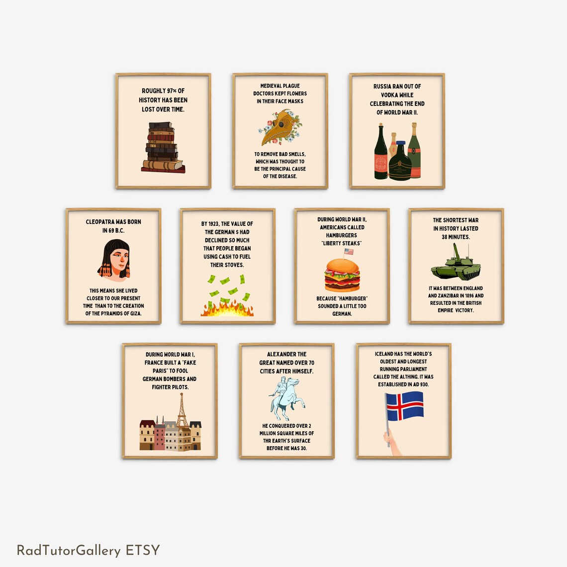 History Fun Facts Posters Set of 10, History Teacher Posters, History ...