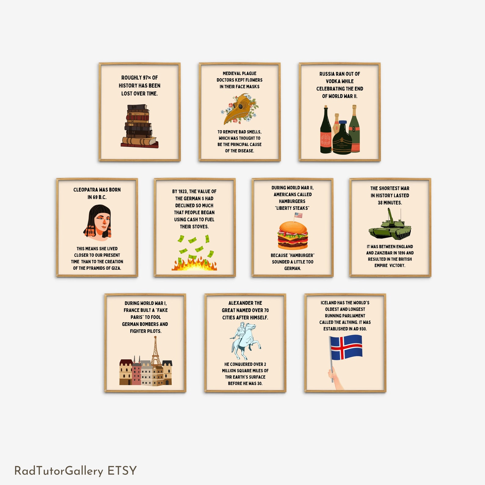 History Fun Facts Posters Set of 10, History Teacher Posters, History ...