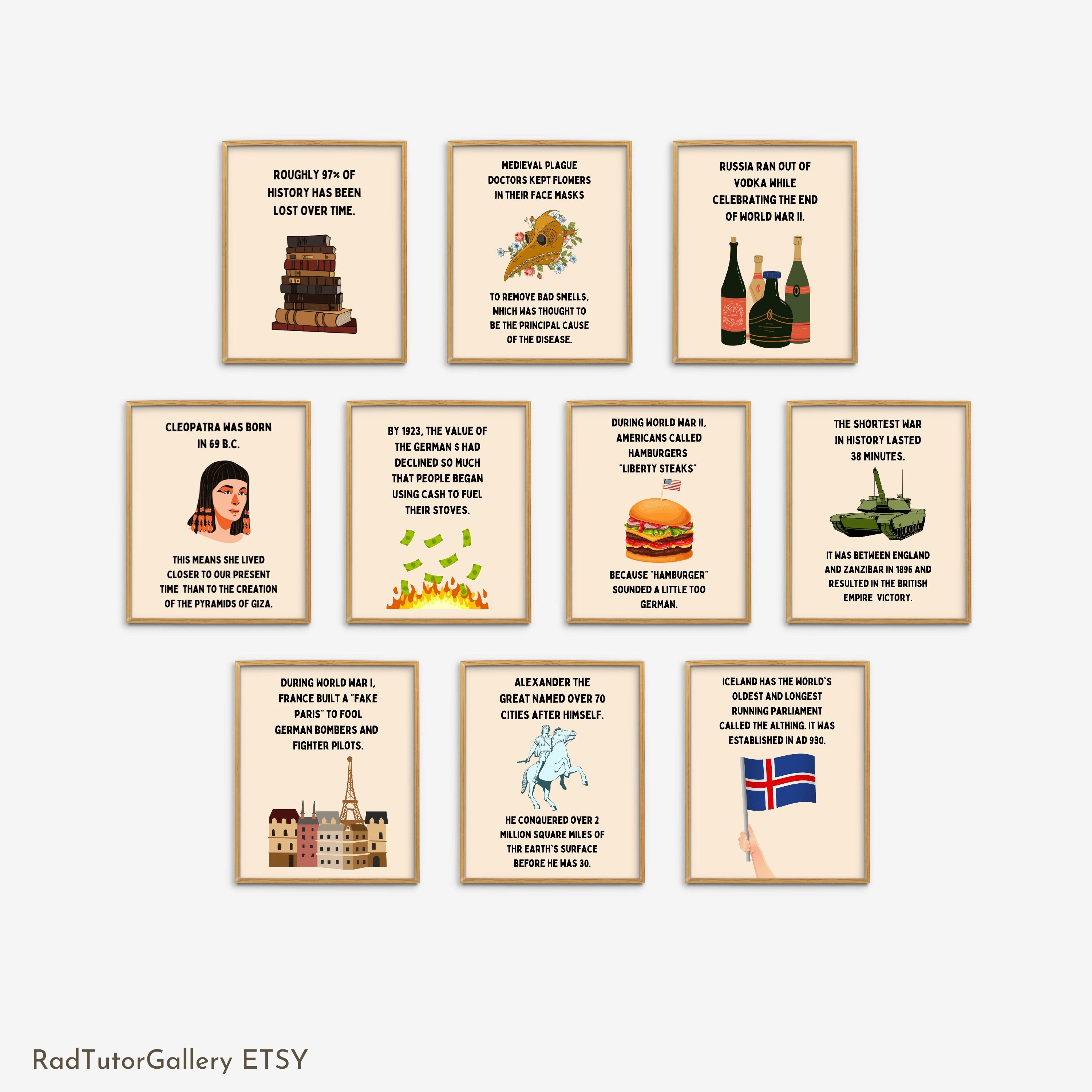 History Fun Facts Posters Set of 10, History Teacher Posters, History ...