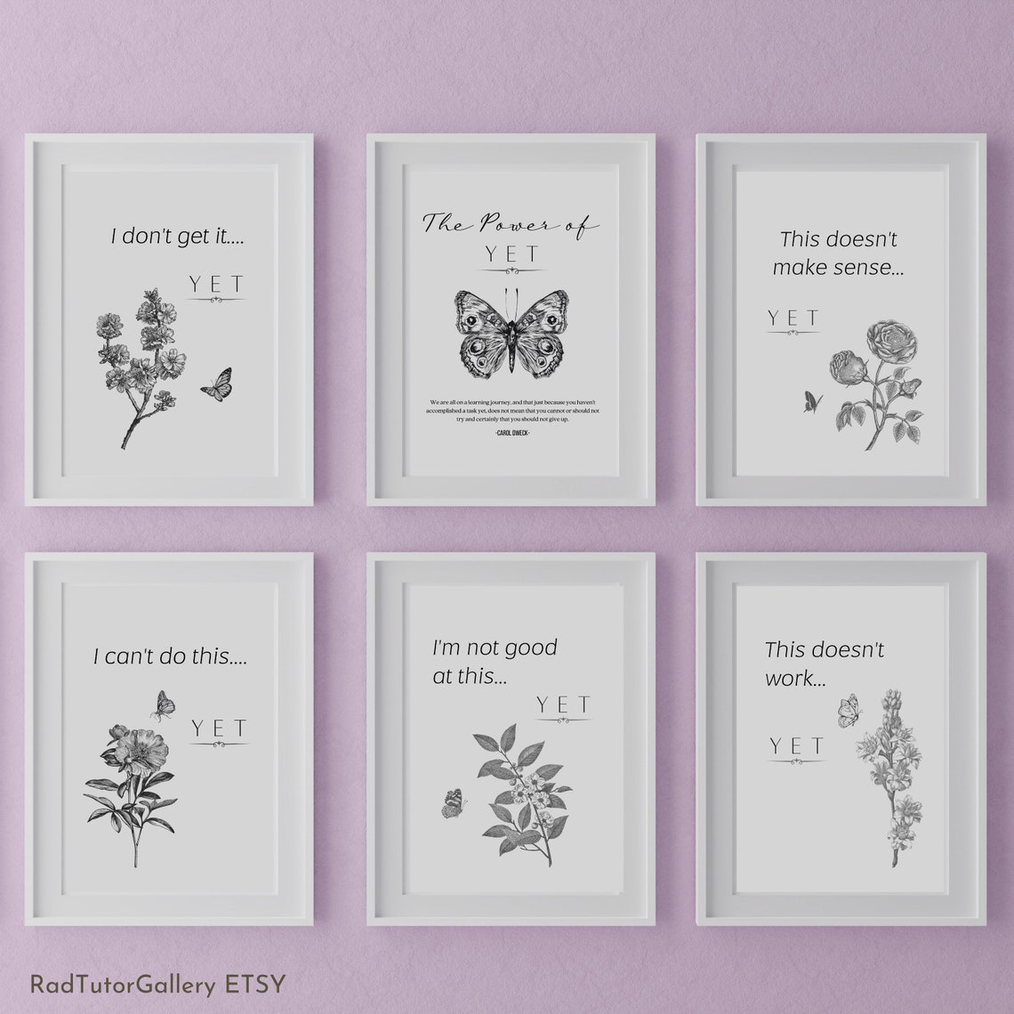 Power of yet Posters Set of 6 Growth Mindset Digital - Etsy