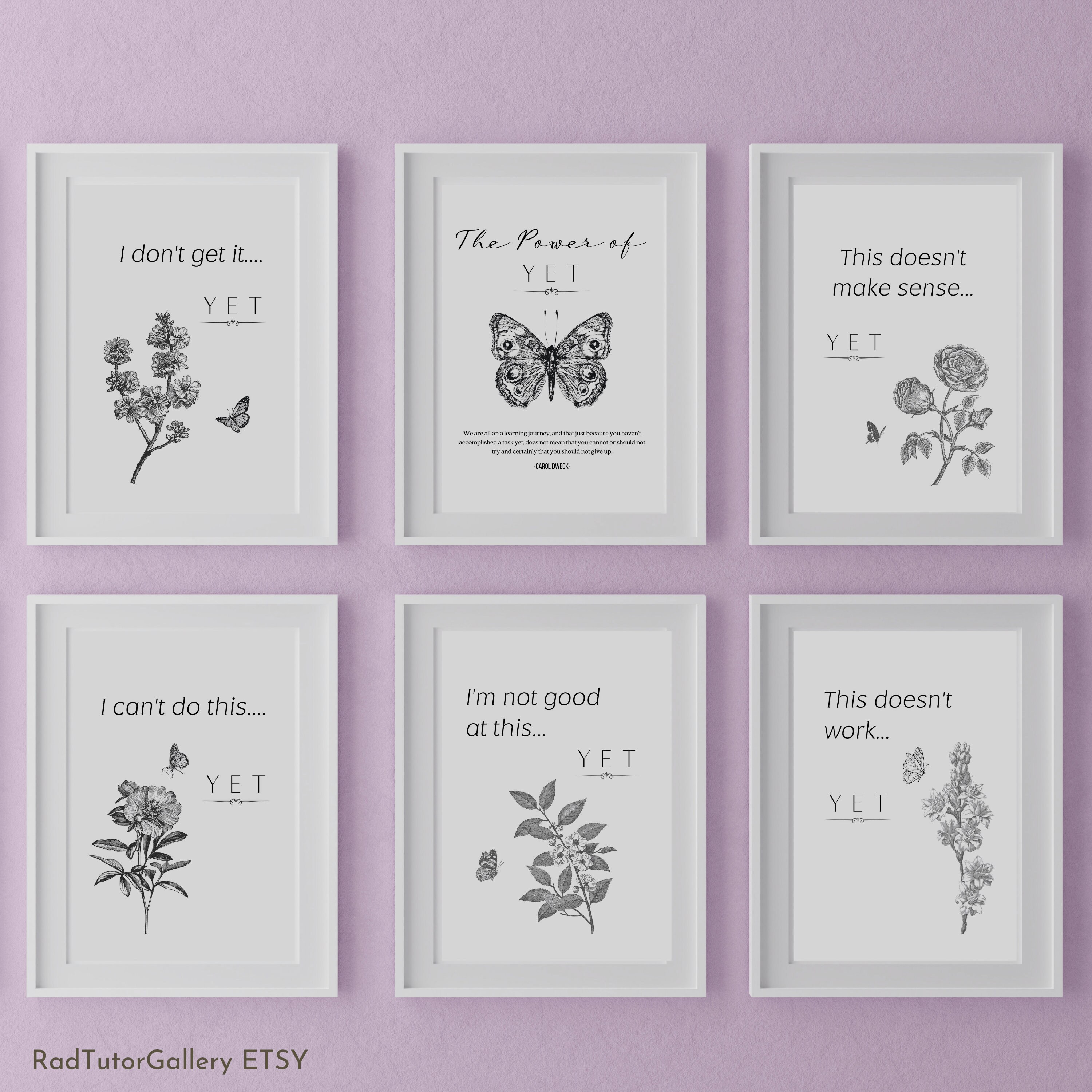 Power of yet Posters Set of 6, Growth Mindset Digital Download ...