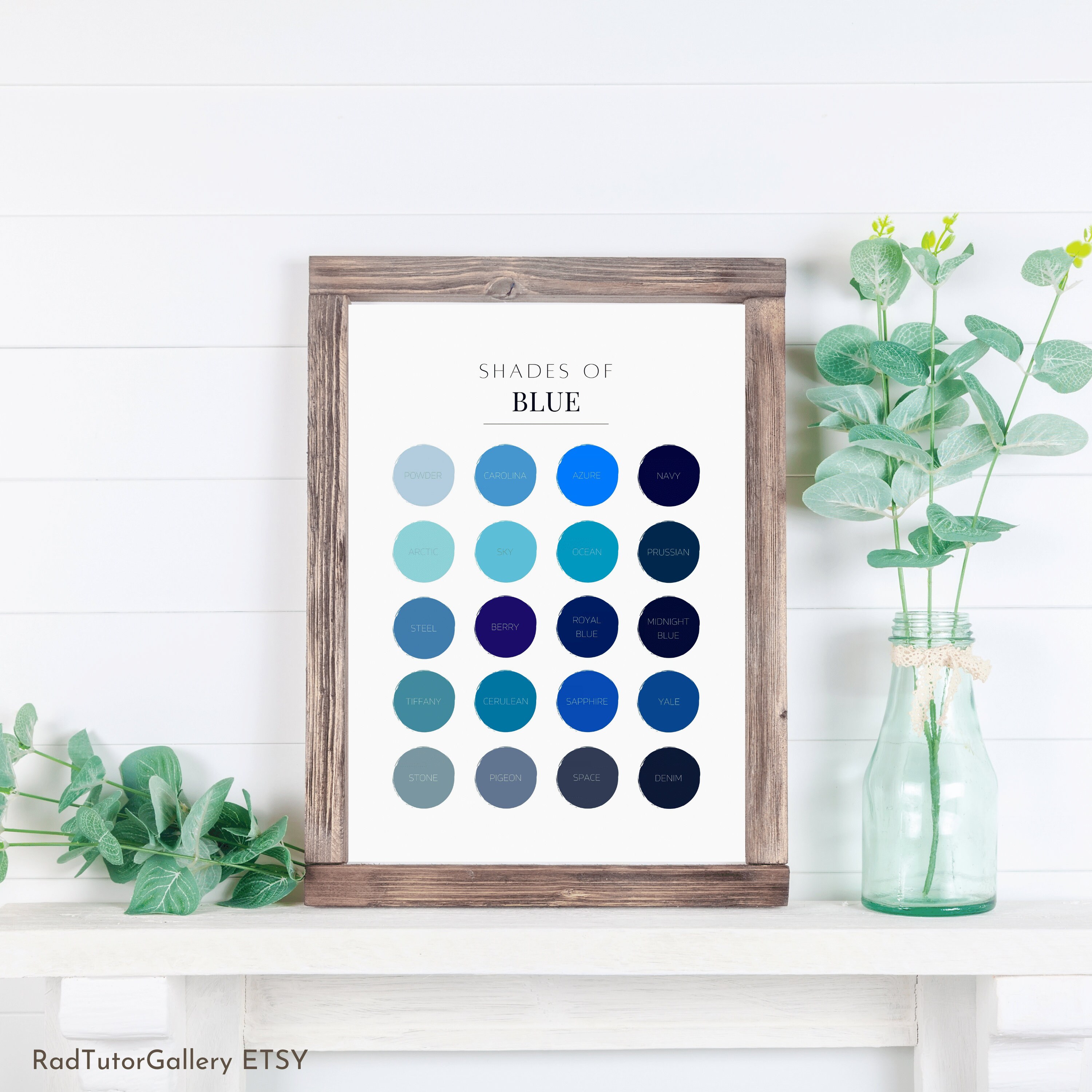 Shades of Blue Wall Art, Minimalist Classroom Decor, Modern Blue Prints ...