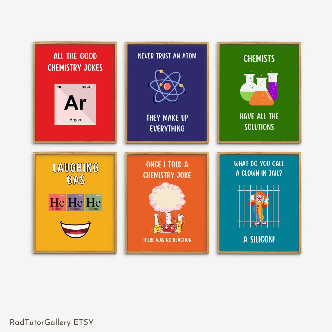 Chemistry Puns Set of 6, Science Jokes Printables, Funny Science Gift ...