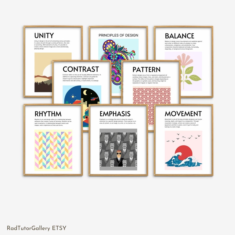 Principles of Design Posters Set of 8, Art Teacher Bulletin Board ...
