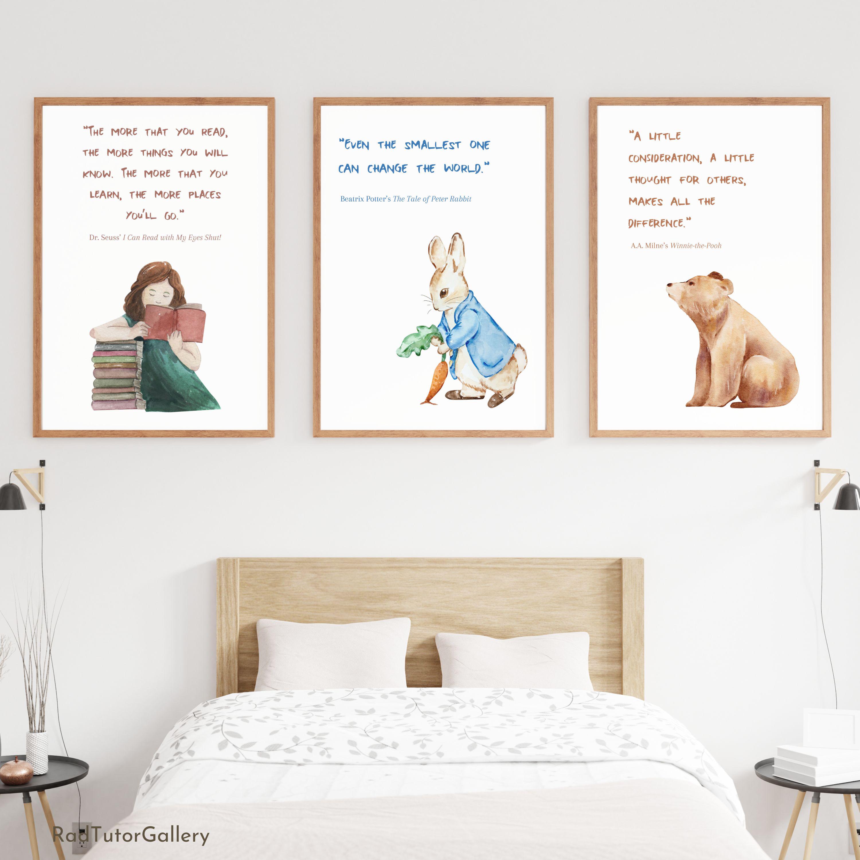 Popular Children's Literature Inspirational Quote Print Set, Nursery ...