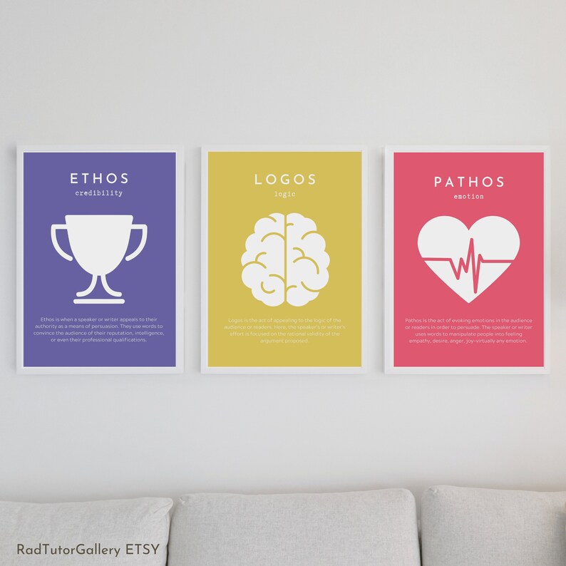 Ethos Pathos Logos Posters Set of 3 Rhetorical Appeals - Etsy