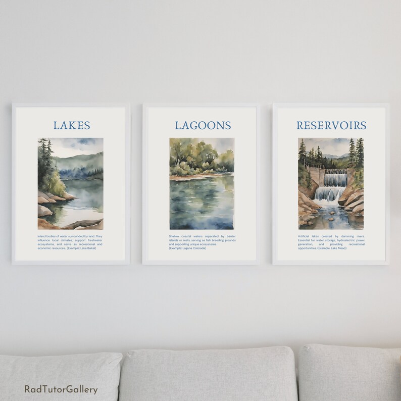 Bodies of Water Posters, Natural Features Geography Classroom Decor for ...
