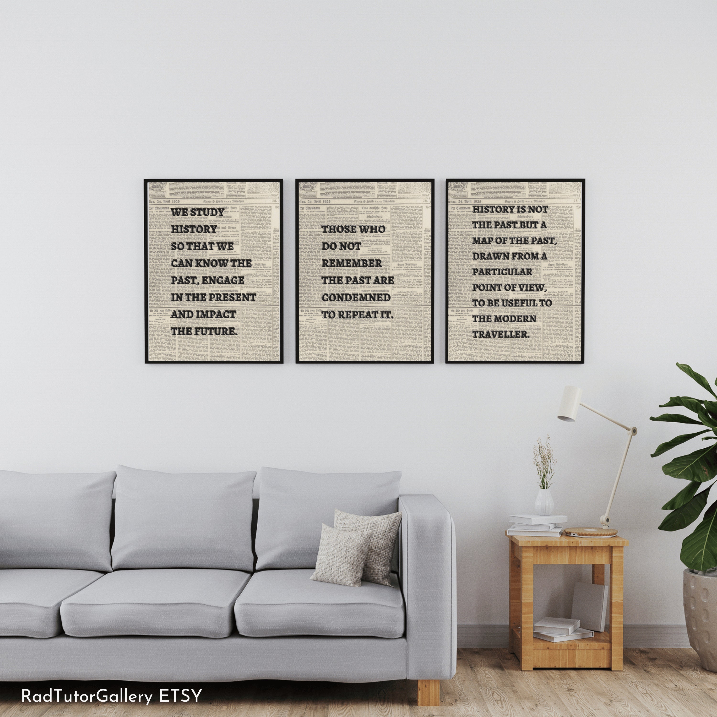 History Quote Vintage Posters Set of 3, History Classroom Decor ...