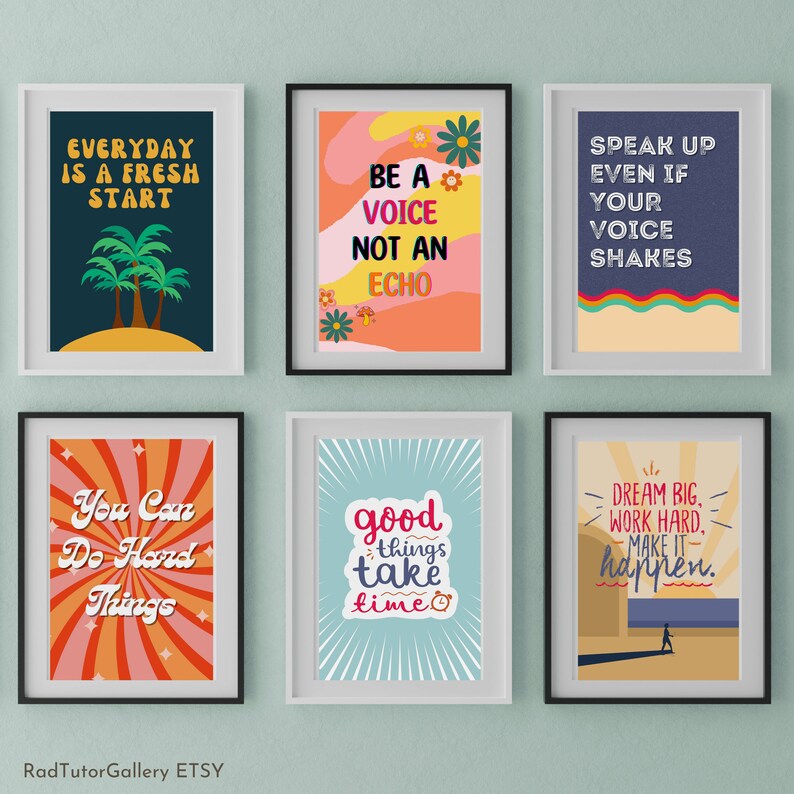 Retro Growth Mindset Classroom Poster Set of 6 Groovy - Etsy