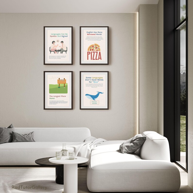 Language Fun Facts Posters, English Class Wall Arts, ELA Prints ...