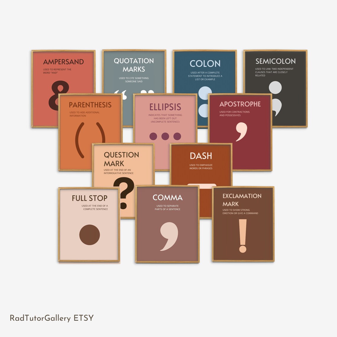 Punctuation English Classroom Posters Set of 12 Boho - Etsy