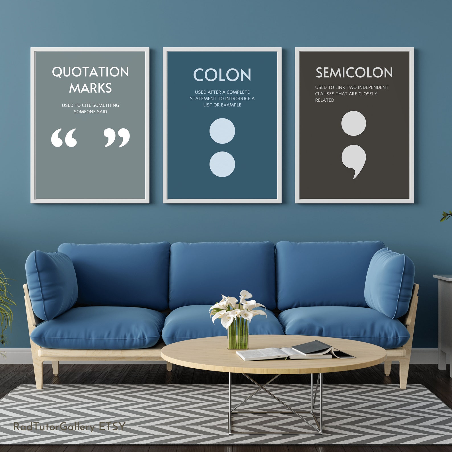 Punctuation English Classroom Posters Set of 12, Boho Classroom Decor ...