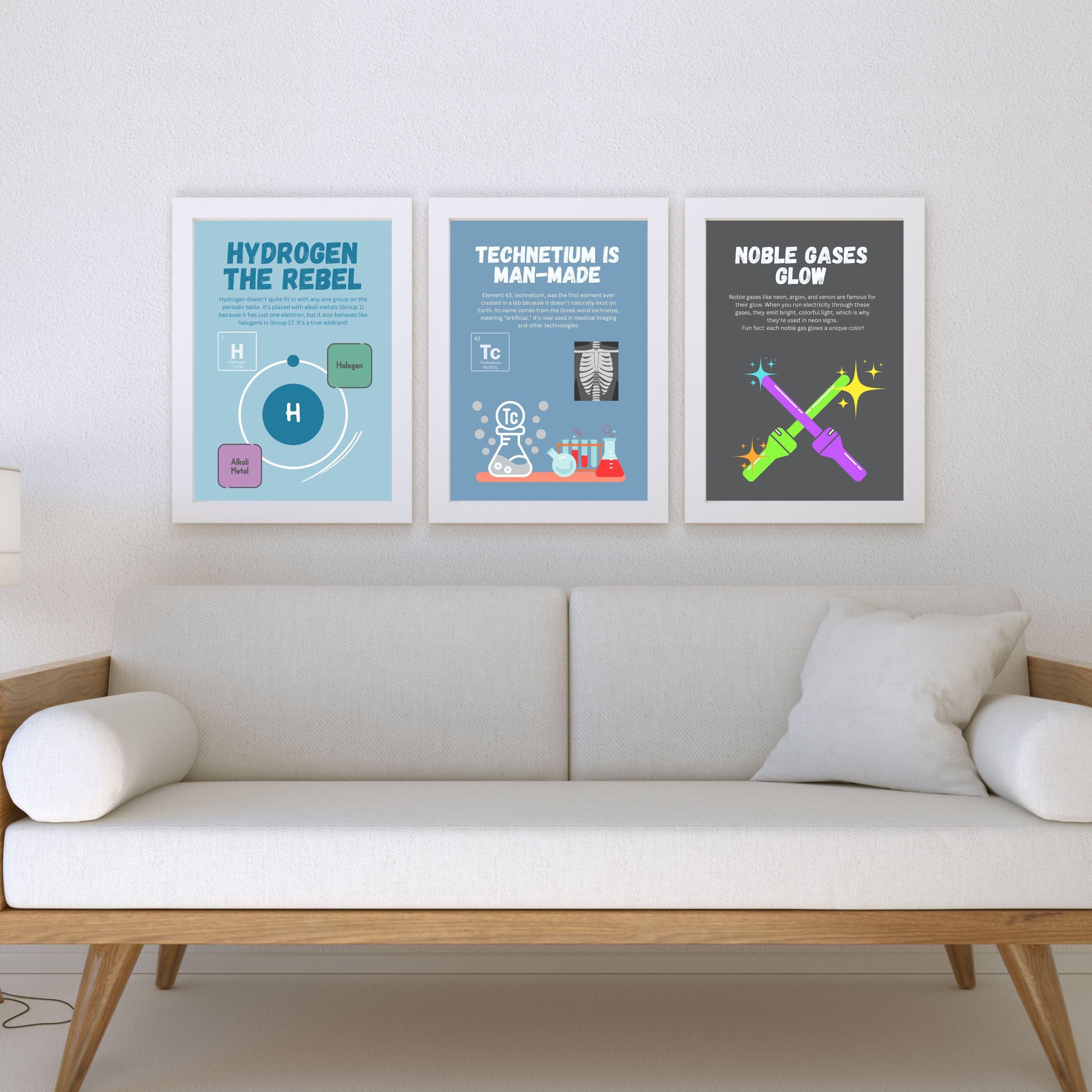 Periodic Table Fun Facts, Table of Elements Posters, Chemistry Science ...