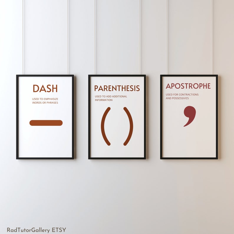 Punctuation Classroom Posters Set of 12, Boho Classroom Decor, English ...