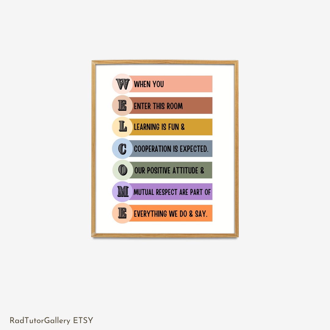 Modern Classroom Welcome Sign, Boho Welcome Classroom Poster, Group ...