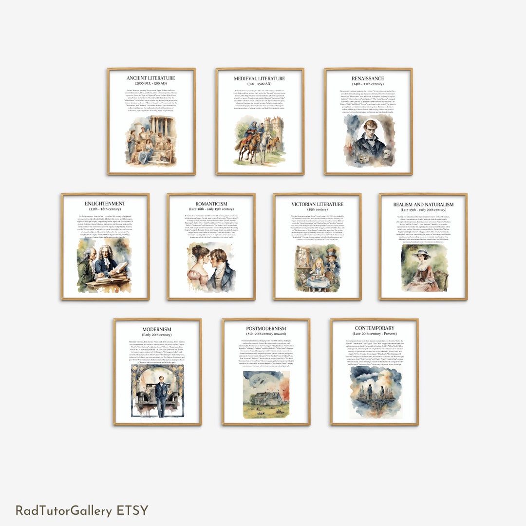 Literary Periods Posters, Literature Timelines, Watercolor Literary ...