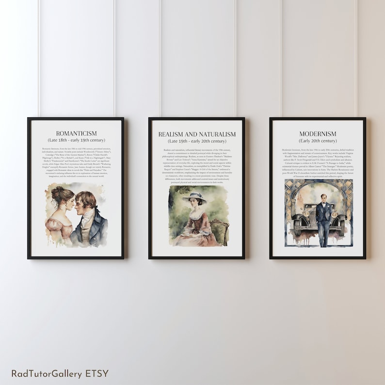 Literary Periods Posters, Literature Timelines, Watercolor Literary ...