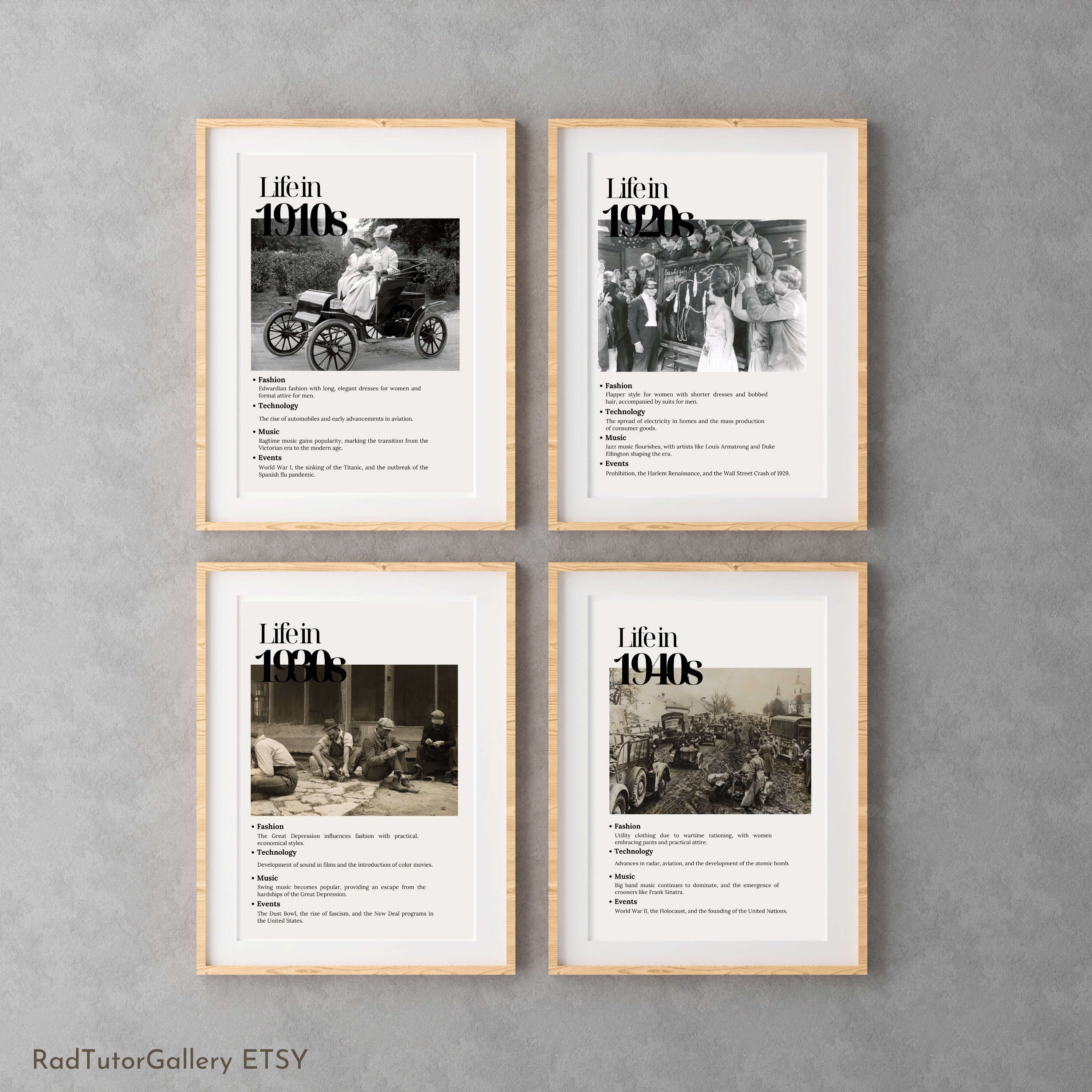 Life in Different Decades Posters, Historical Eras, History Classroom ...