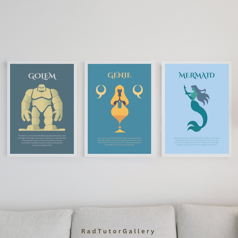 Mythical Creatures Gallery Wall Art, Popular Mythologies Posters, Myths ...