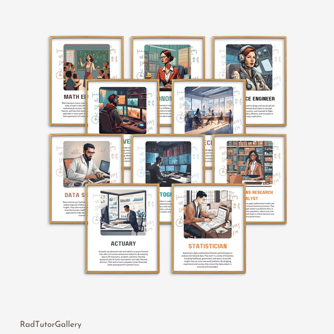 Math Careers Posters, Math Classroom Poster, Mathematics Class Posters ...
