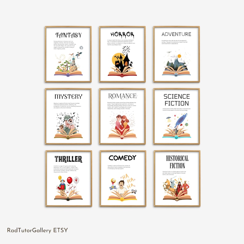 Literary Genre Posters Set of 9 Fiction Genres Novel Genres - Etsy