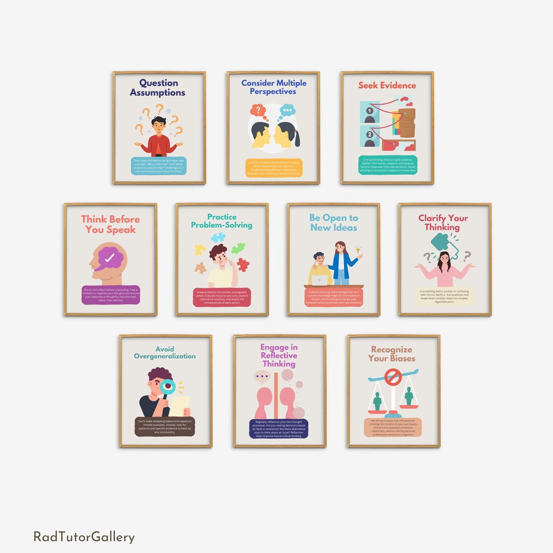 Critical Thinking Posters Set of 10, Inspirational Posters, Classroom ...