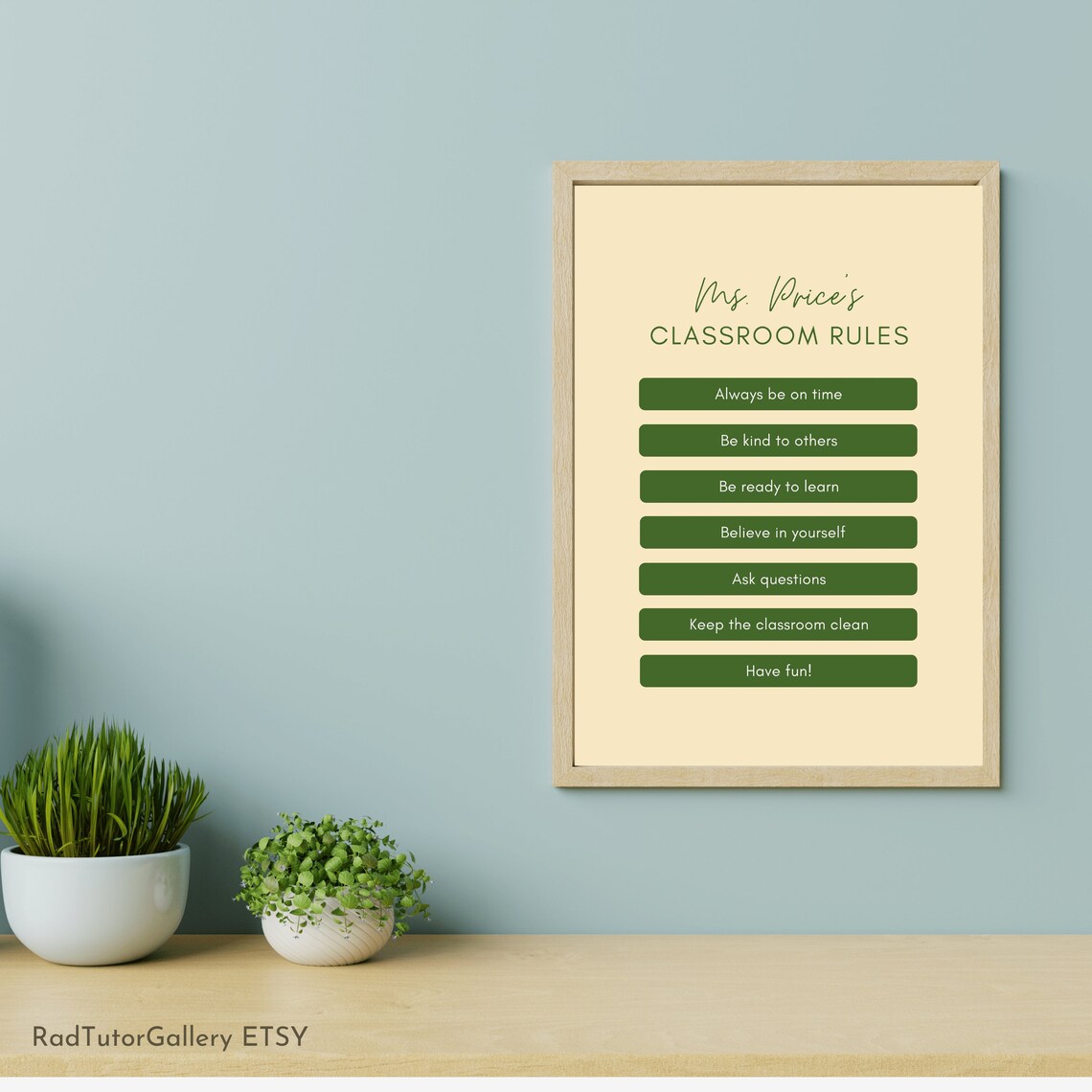 Custom Classroom Rules, Minimalist Class Rules Poster, Personalized ...