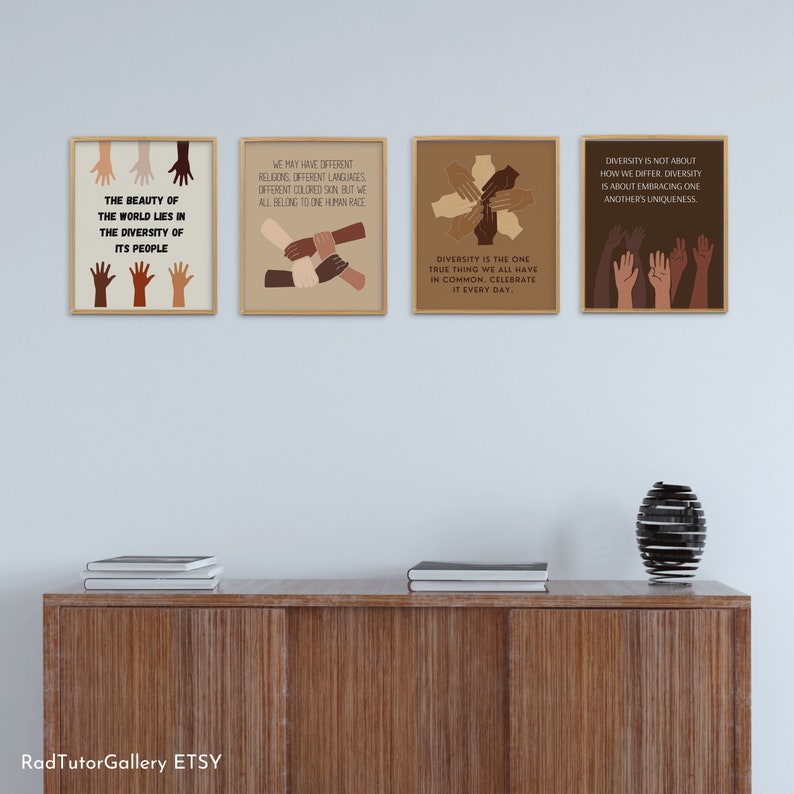 Diversity Inclusion Poster Set of 4, Diversity Poster Classroom ...