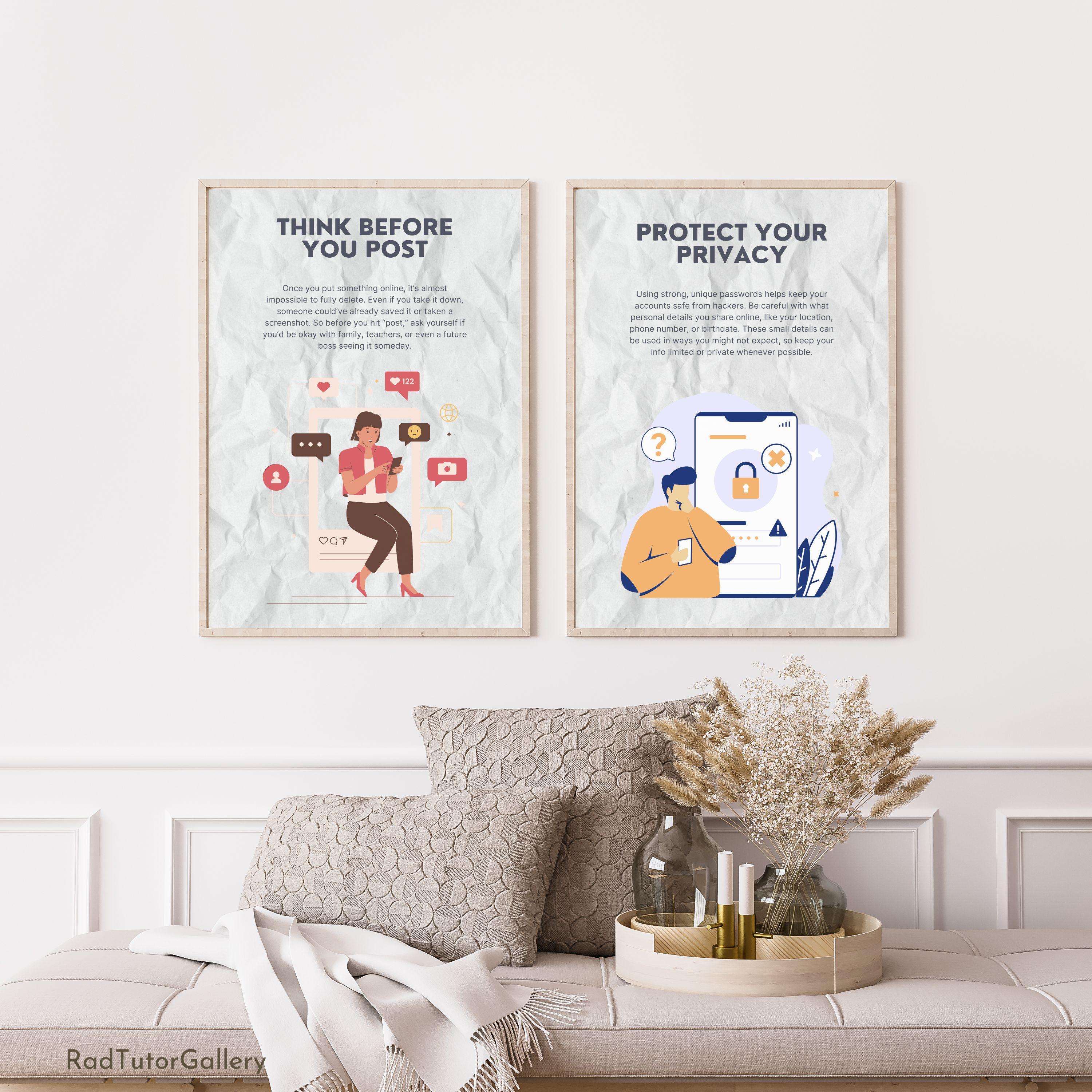 Digital Citizenship Poster Set, Internet Safety IT Classroom Posters ...