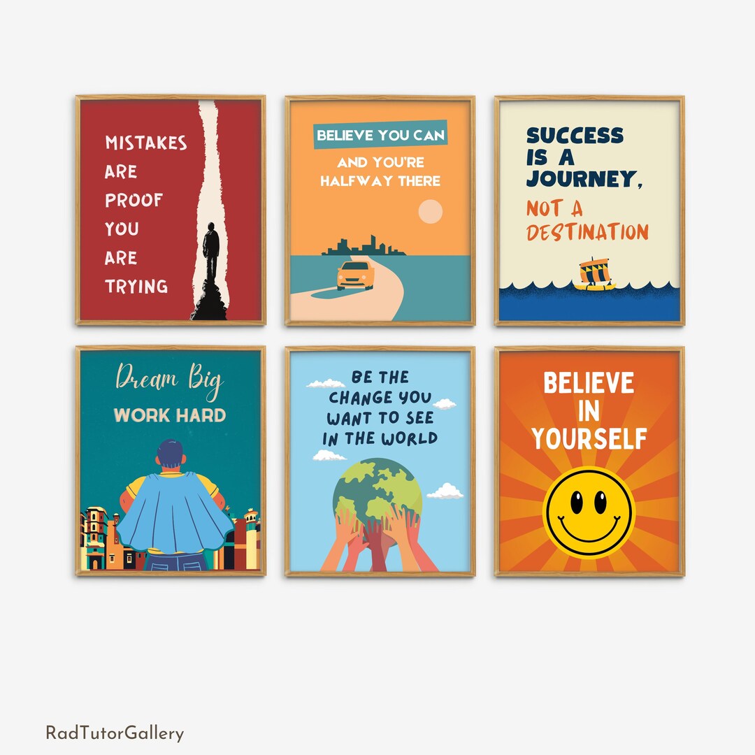 Fun Growth Mindset Classroom Poster Set of 6, Groovy Classroom Decor ...