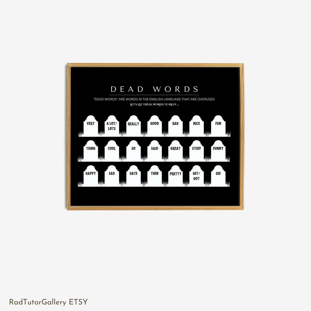 Dead Words Wall Art, Gothic English Class Decor, Dead Words English ...