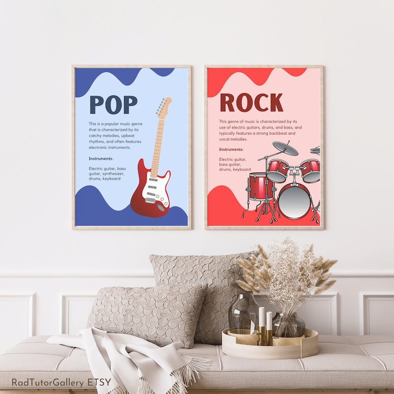 Music Genres Set of 10 Gallery Wall Art, Music Classroom Poster, Music ...