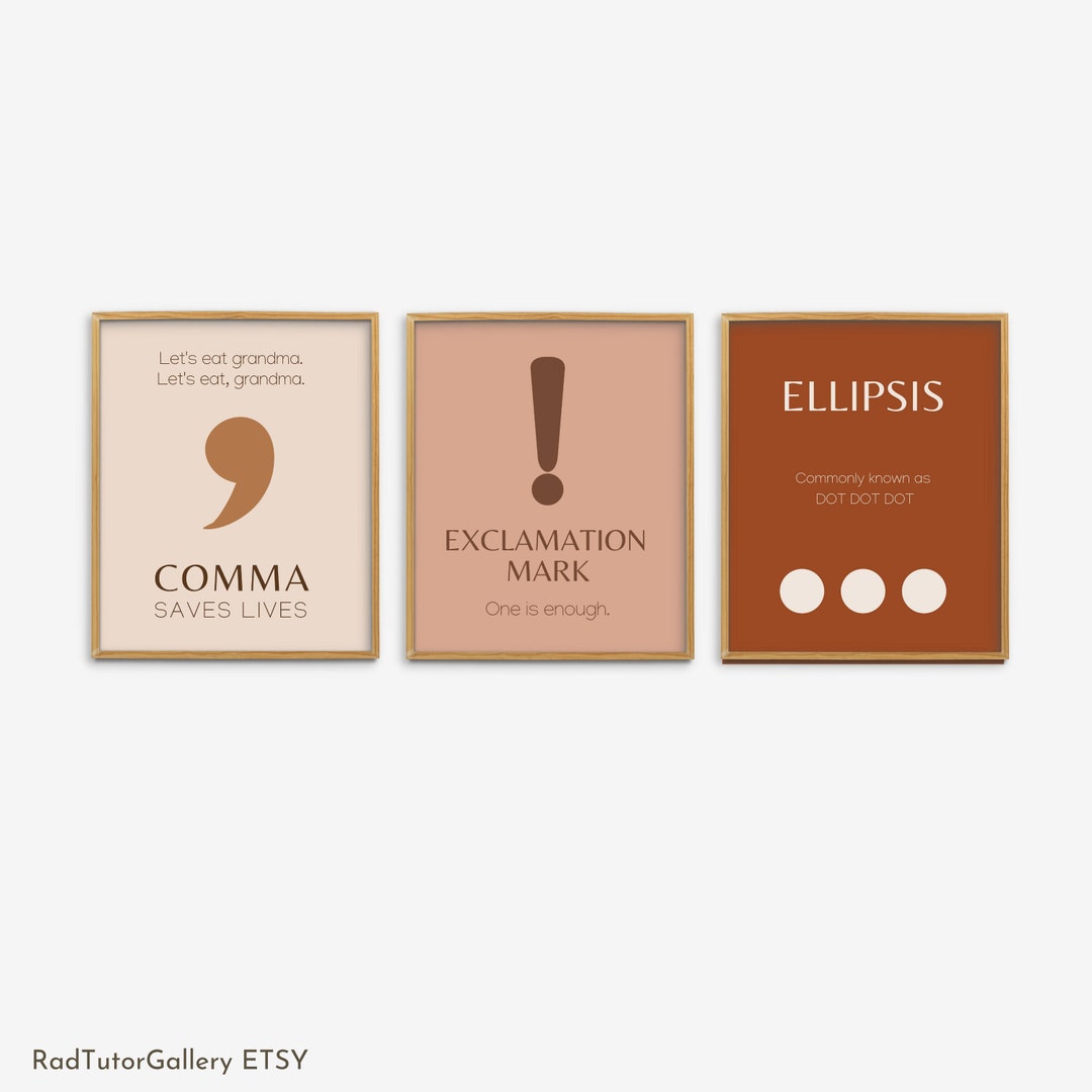 Funny Punctuation Classroom Posters, Boho Classroom Decor, English ...