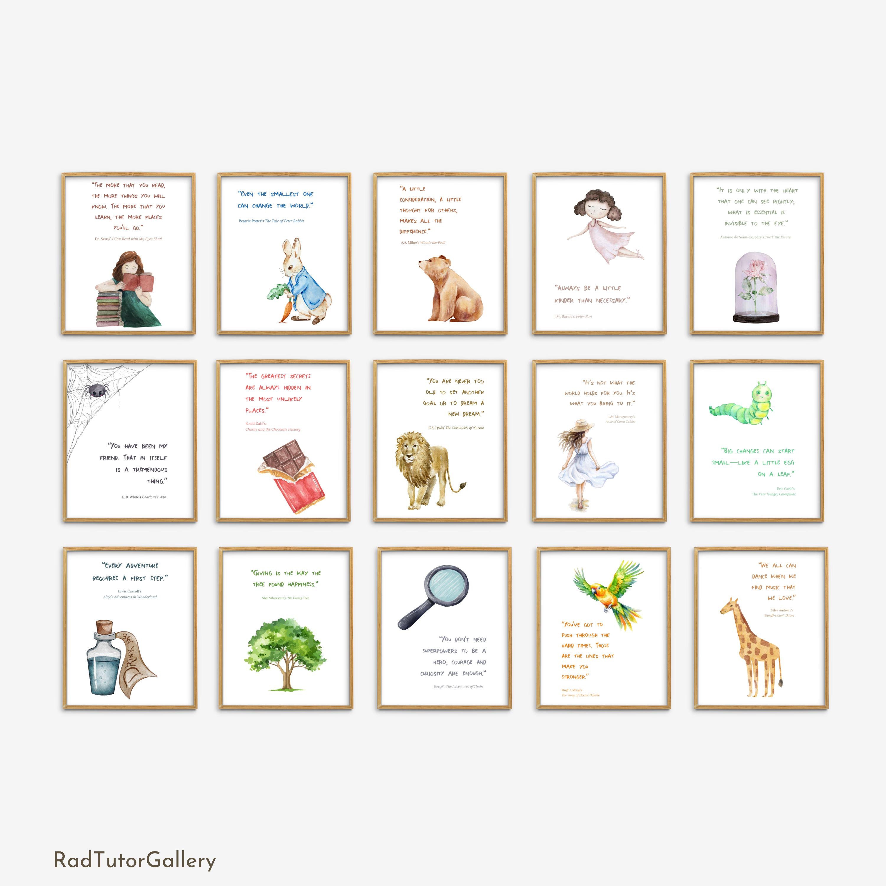 Popular Children's Literature Inspirational Quote Print Set, Nursery ...
