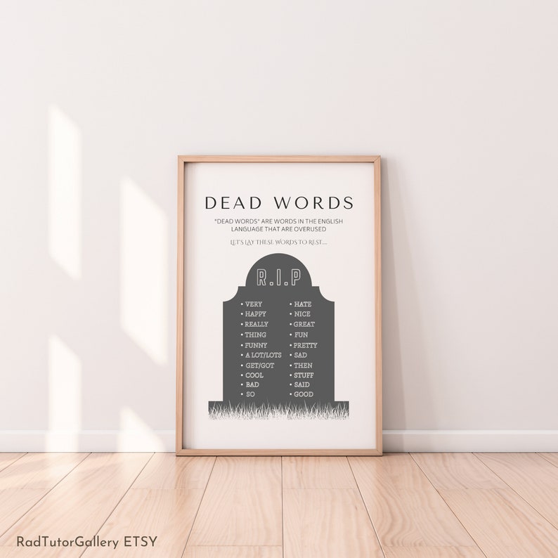 Dead Words English Classroom Decor, Funny Gothic English Class ...