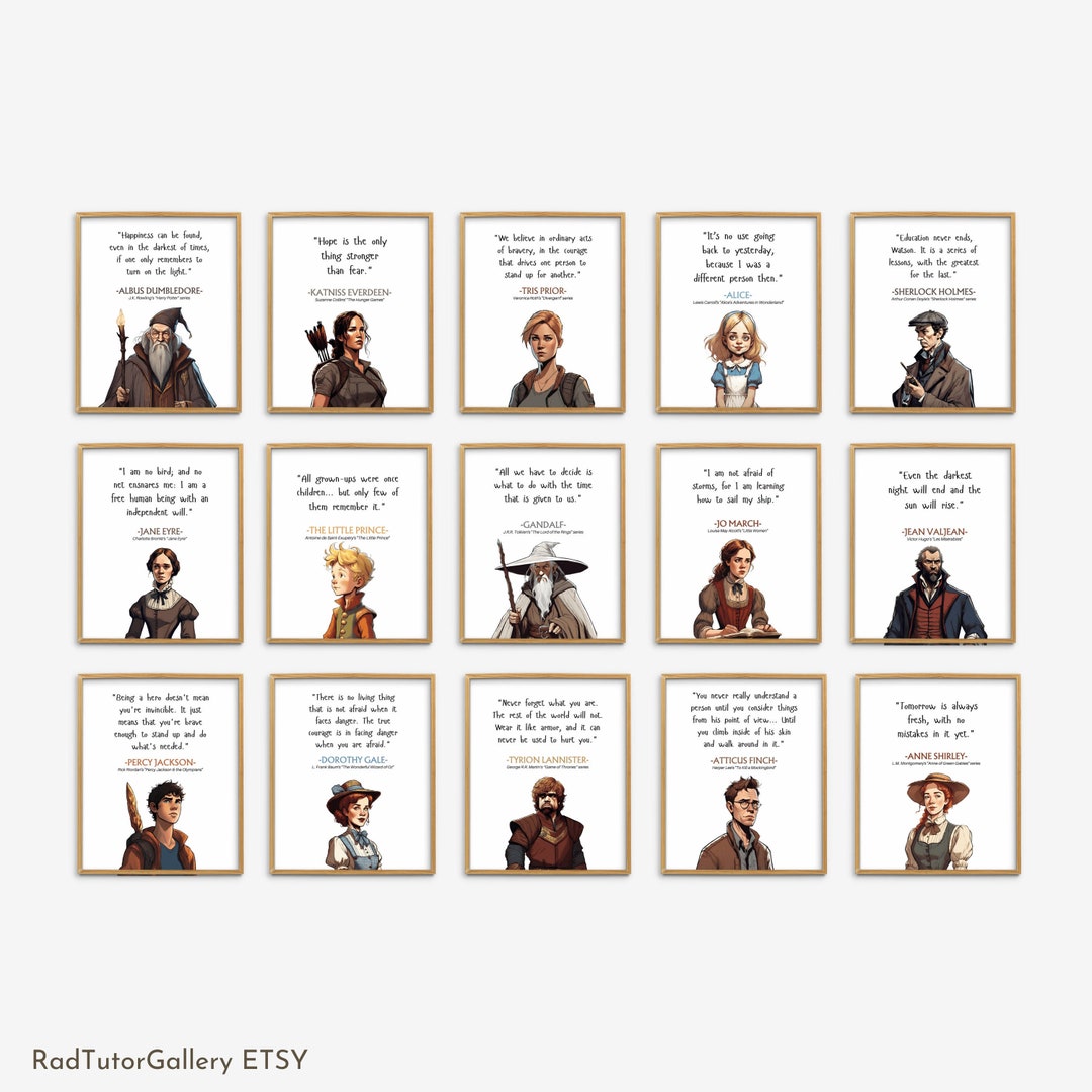 Popular Books Characters Motivational Quotes, Literature Posters ...