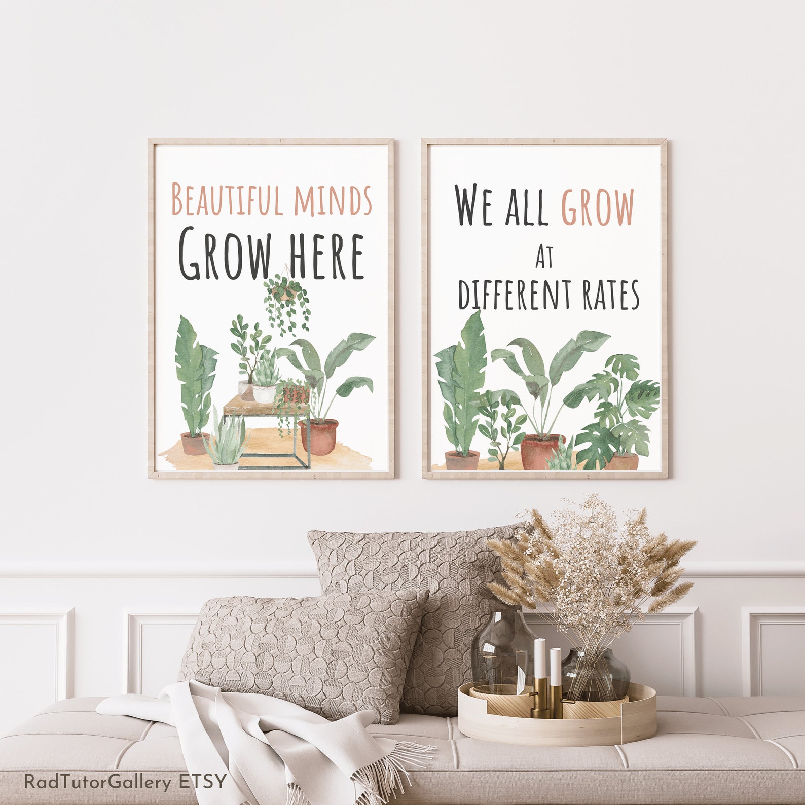Modern Boho Plants Motivational Classroom Posters, Positive Affirmation ...