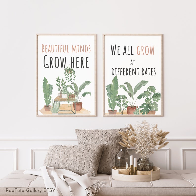 Modern Boho Plants Motivational Classroom Posters, Positive Affirmation ...