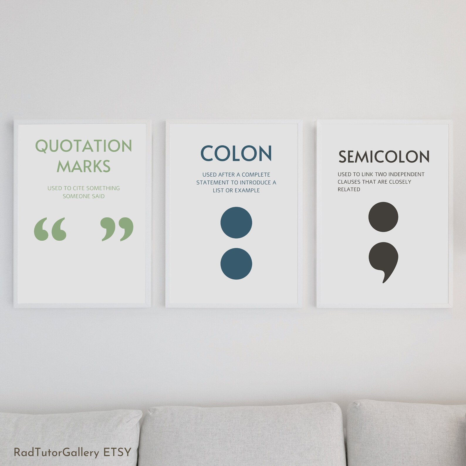 Punctuation Classroom Posters Set of 12, Boho Classroom Decor, English ...